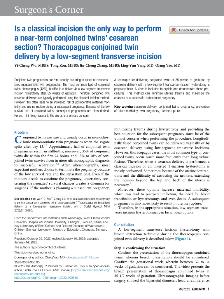 Is A Classical Incision The Only Way To Perform A | Download Free PDF ...