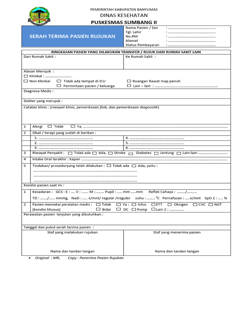 3713 Form-Serah-Terima-Rujukan | PDF