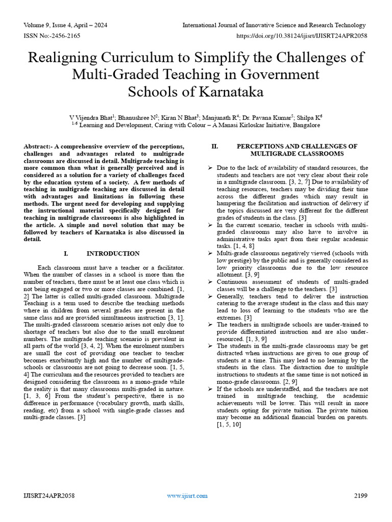 Multi-Graded Teaching in Karnataka Schools | PDF | Arithmetic | Teachers