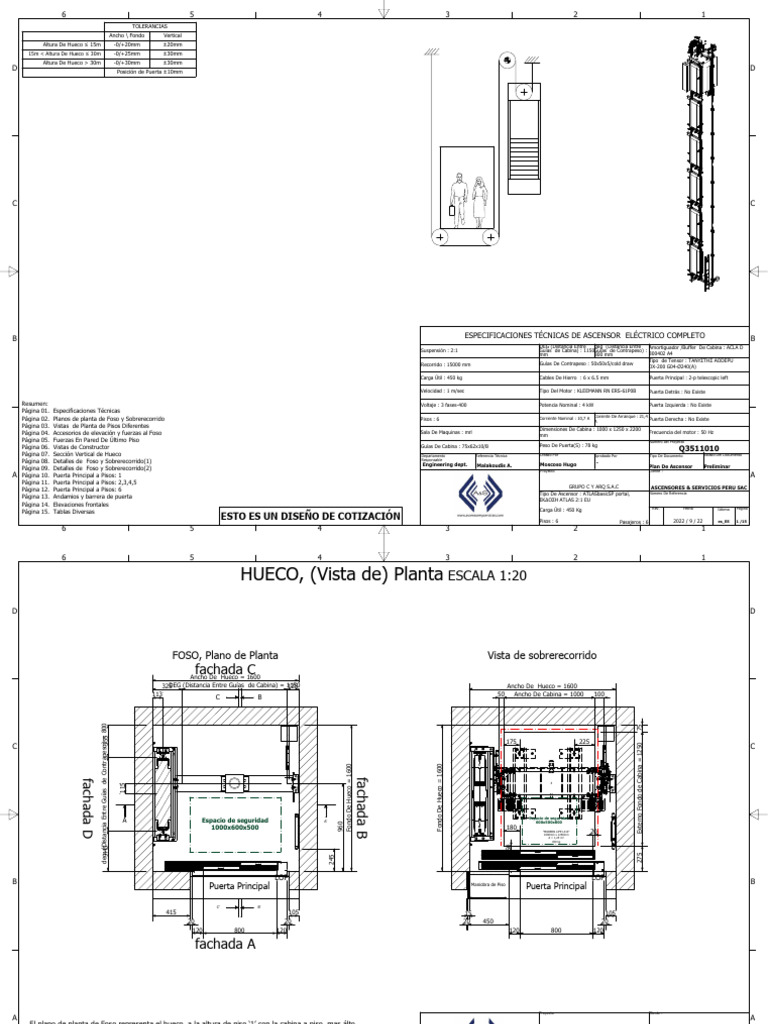 Especificaciones Técnicas de Ascensor | PDF | Ascensor | Transporte