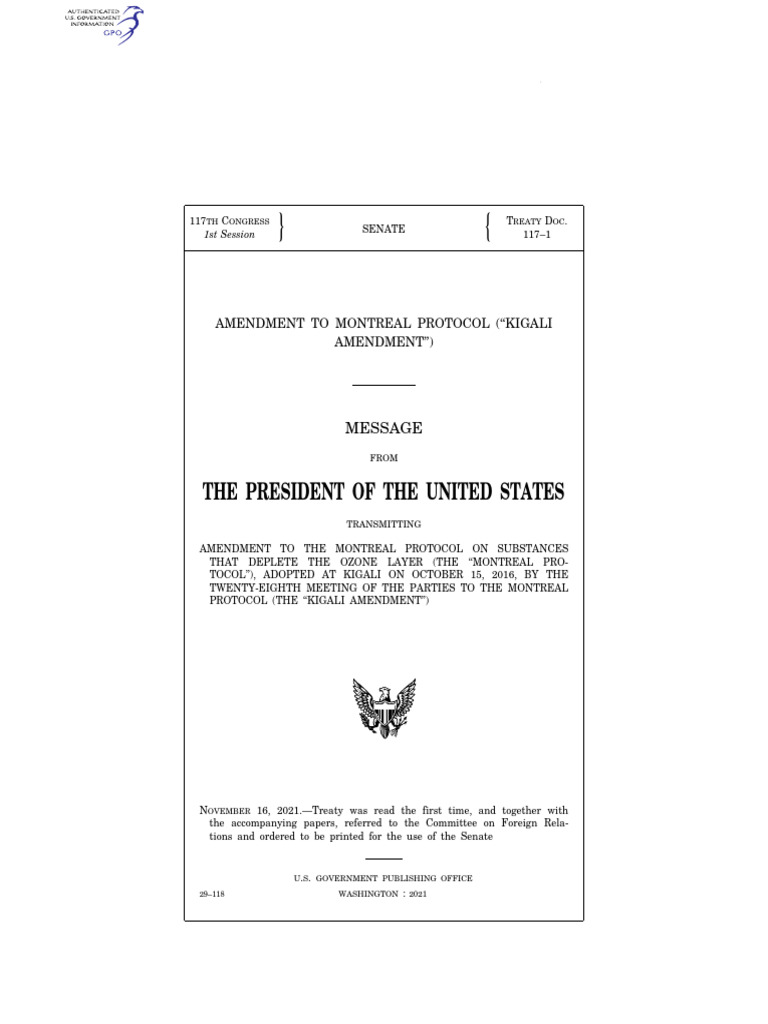 Amendment To Montreal Protocol ("Kigali Amendment") | PDF | Global Environmental Issues ...