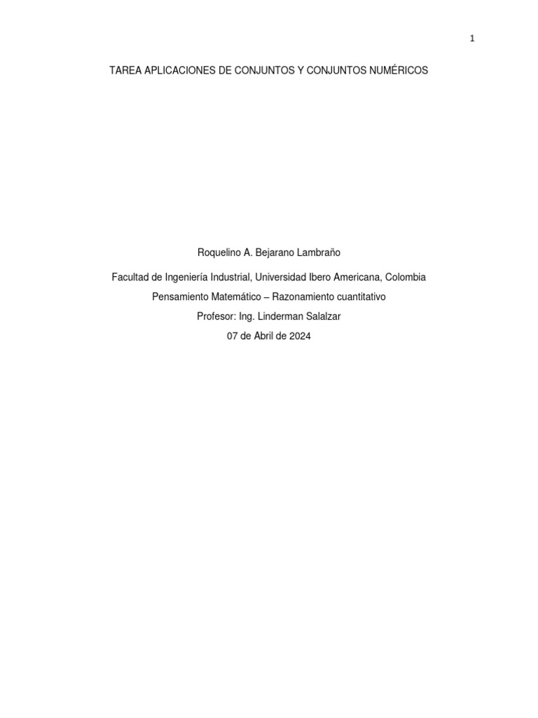 Actividad 2 Tarea Aplicaciones De Conjuntos Y Conjuntos Numéricos