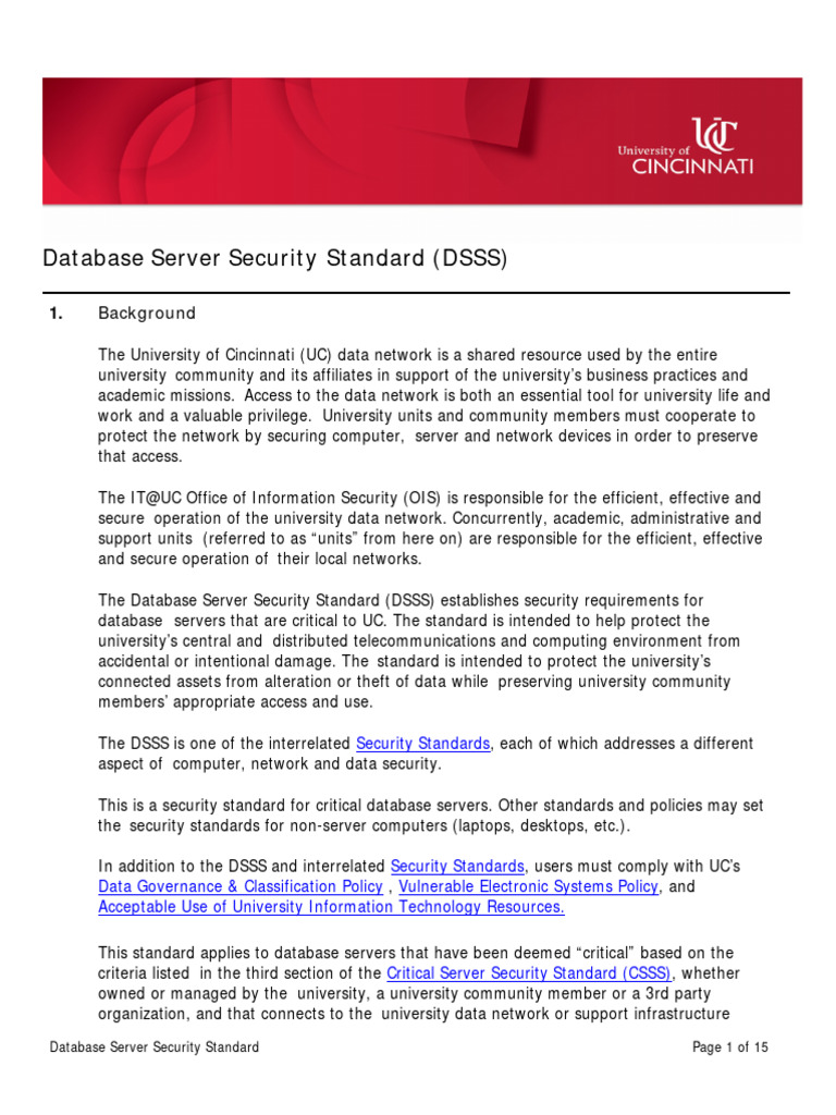 Database Server Security Standard 9.1.3 | PDF | Databases | Security