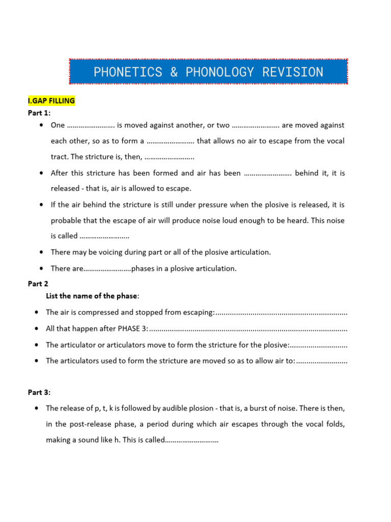 Phonetics & Phonology Revision | PDF | Phoneme | Consonant