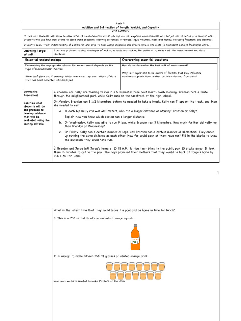 Grade 4 Unit 2 Scope and Sequence | PDF | Area | Foot (Unit)