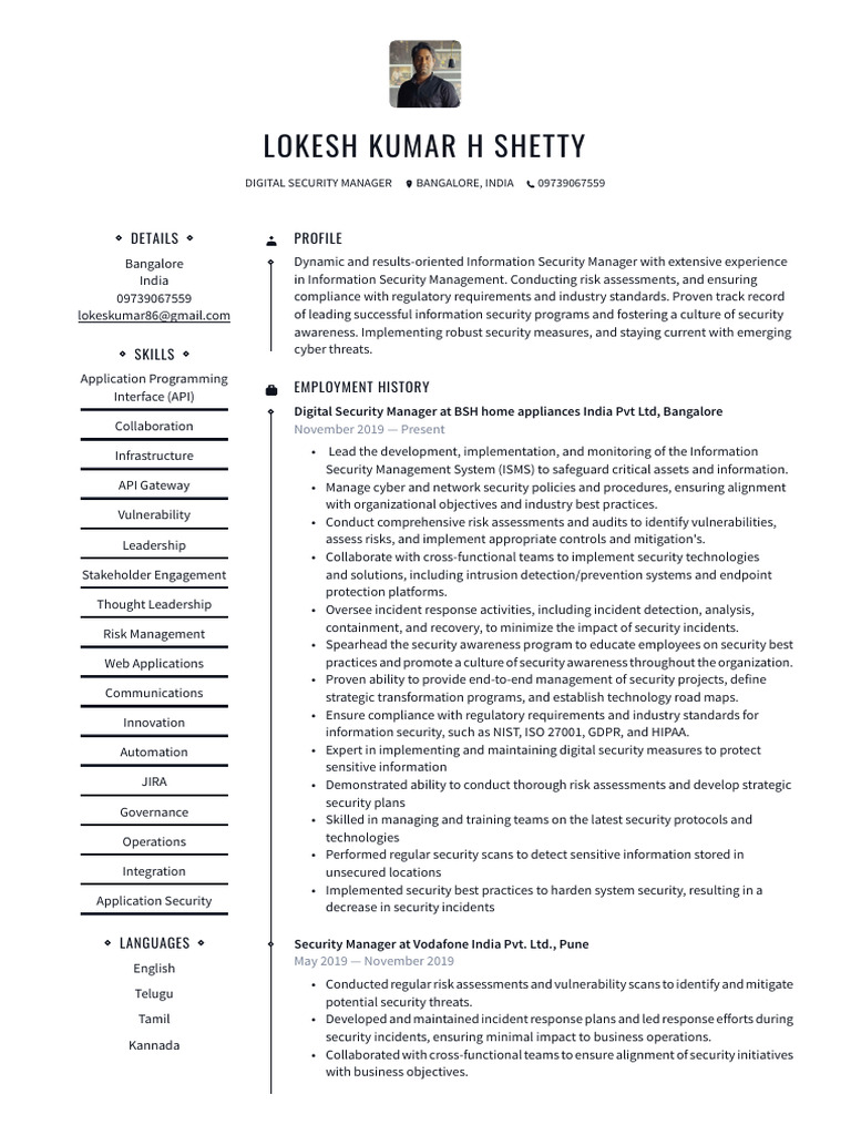 Lokesh Shetty New Resume (DSM) | PDF | Security | Computer Security