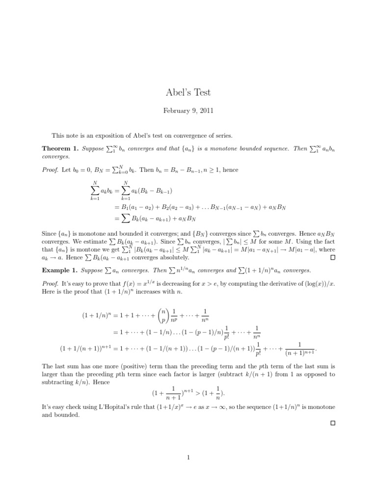 Abel | PDF | Mathematical Analysis | Mathematics