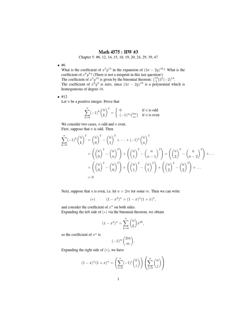 Math4575 - HW3 | PDF | Summation | Polynomial