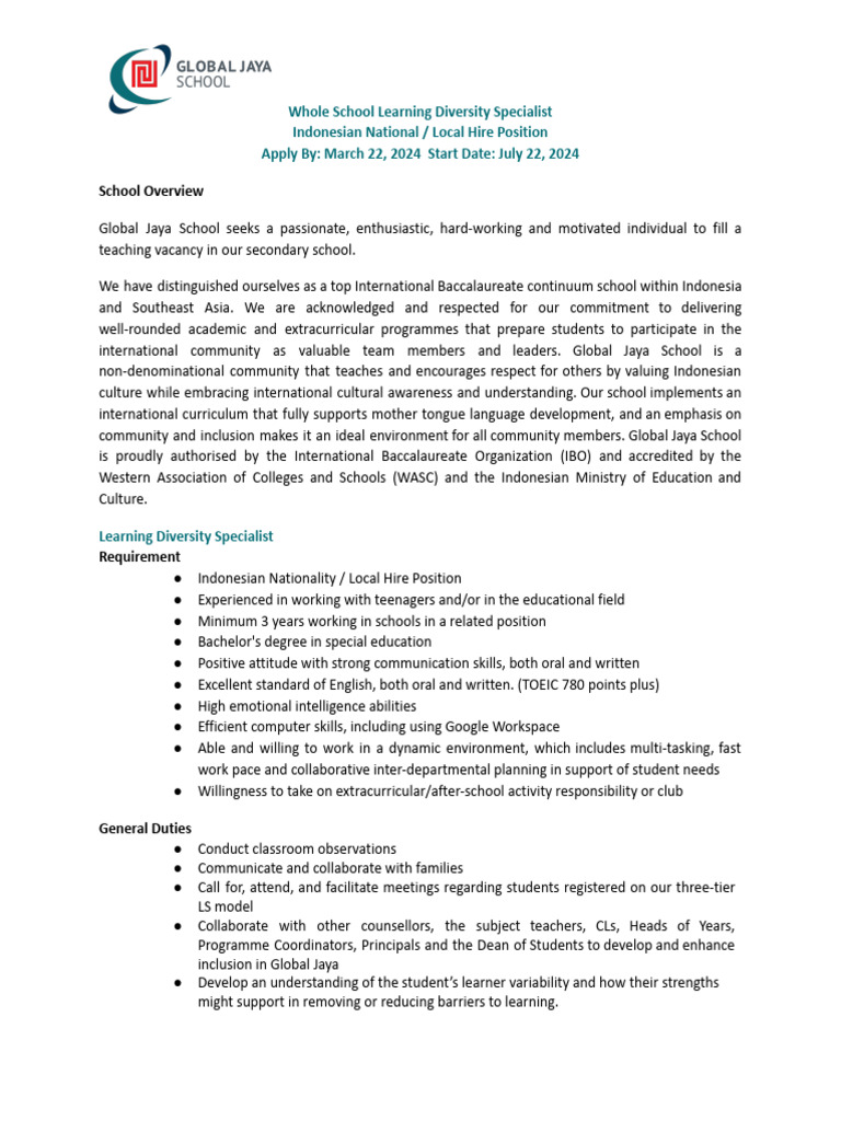GJS Learning Diversity Teacher March 2024 | PDF | Teachers | Learning GJS Learning Diversity Teacher March 2024 | PDF | Teachers | Learning