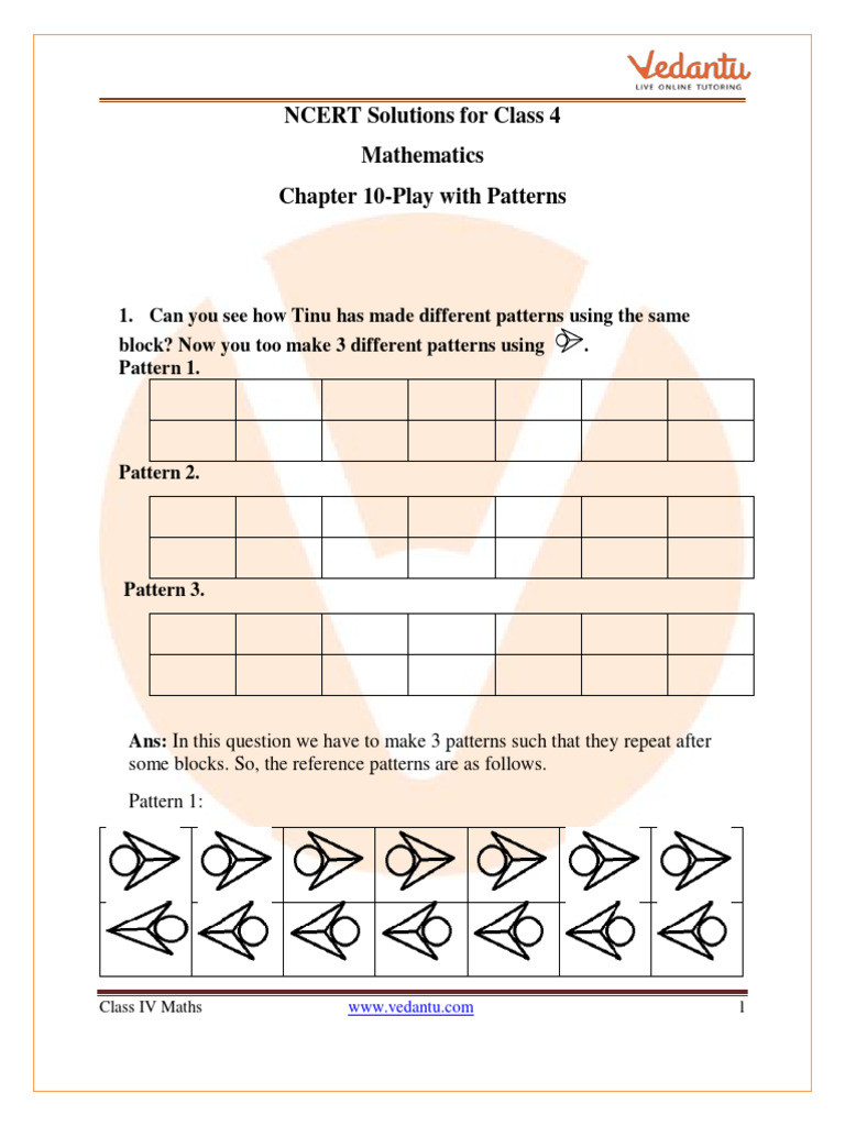 Class 4 Maths: Patterns in Chapter 10 | PDF | Mathematics