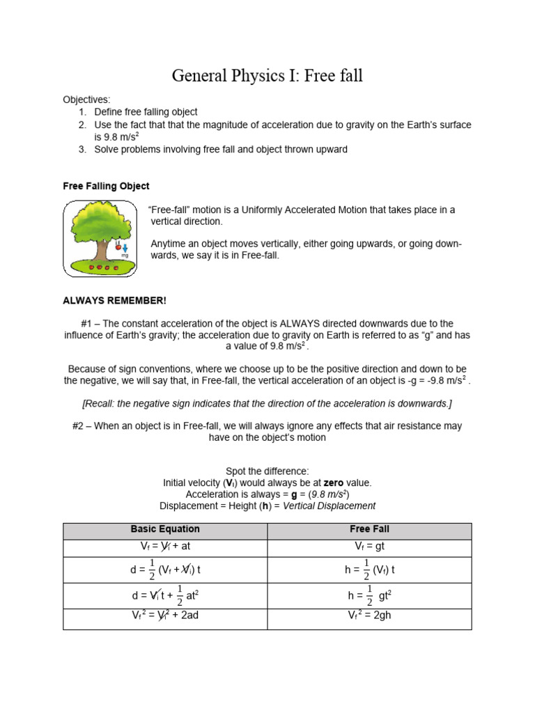 Free Fall Notes | PDF | Acceleration | Theoretical Physics