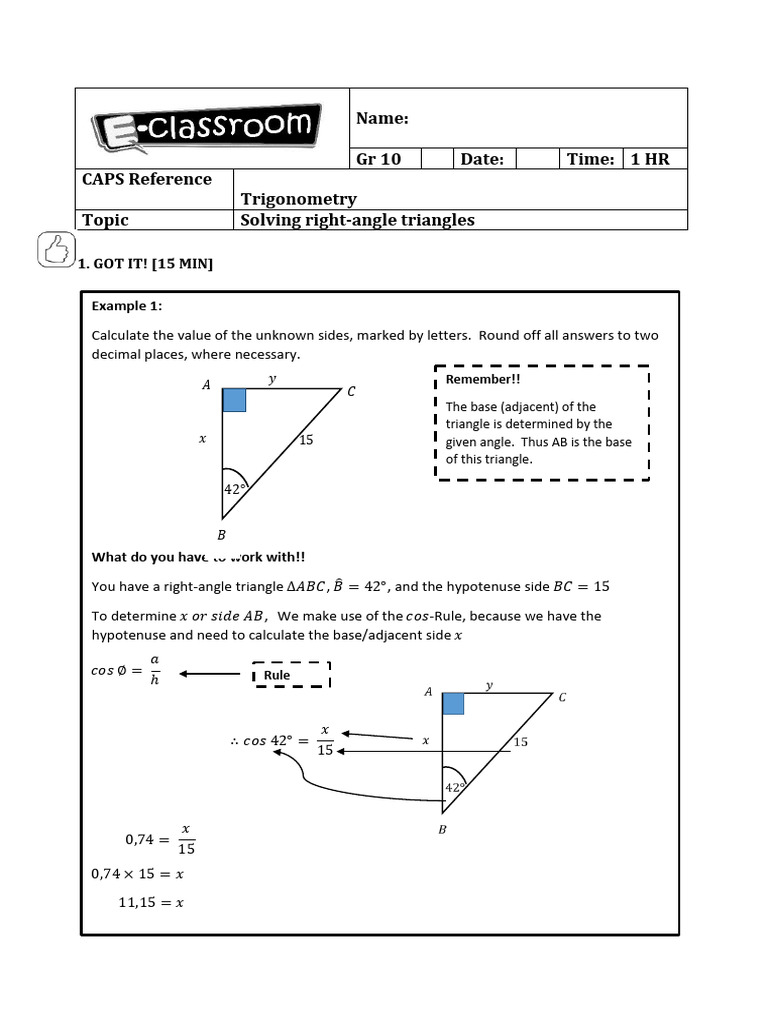 gr10t2-trigonometry-solving-triangles | PDF | Triangle | Trigonometry