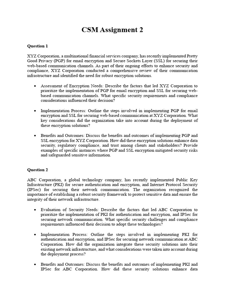 CSM Assignment 2 | PDF | Information Security | Computer Network