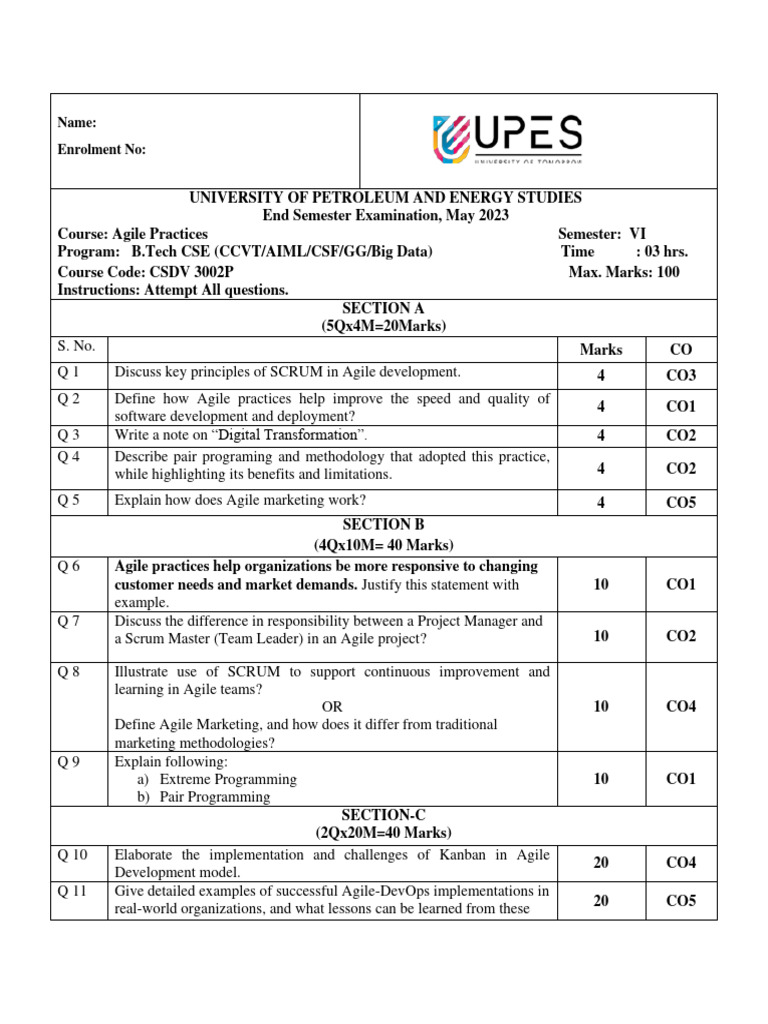 Set 01 Socs Ese May23 Btech Cse Hnh Vi Csdv3002p Agile Practices Pdf Agile 4397
