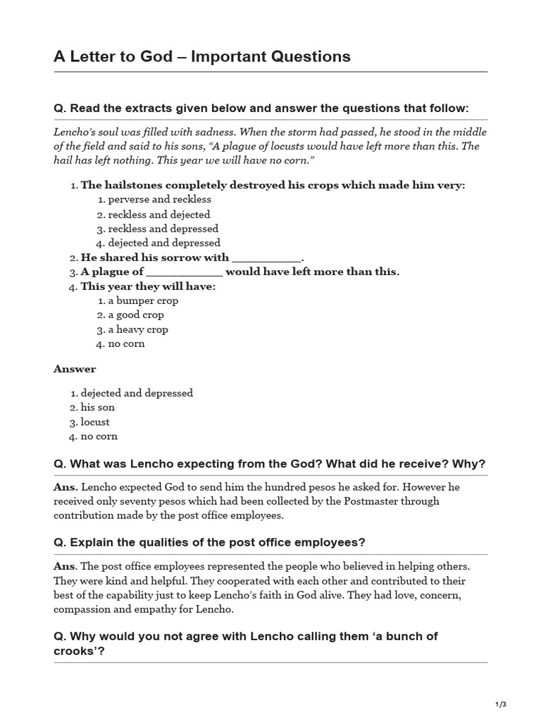 Class 10 Chapter 1 First Flight Important Questions | PDF | Rain