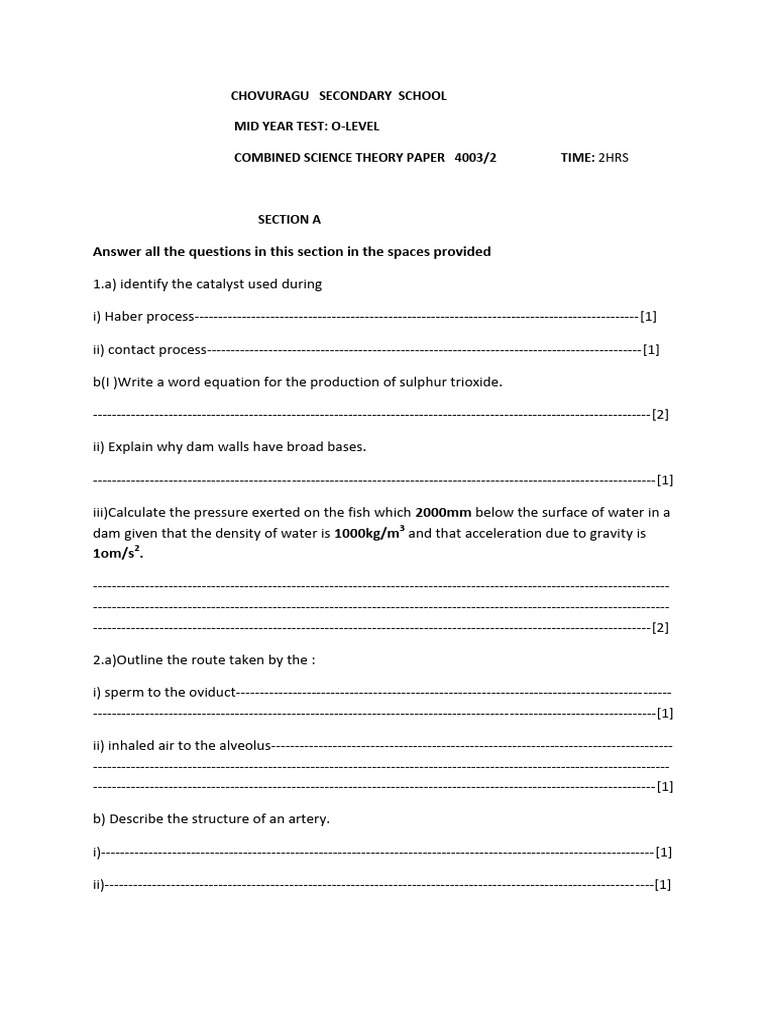 Combined Science Mid Year 2019 Pdf Acid Titration