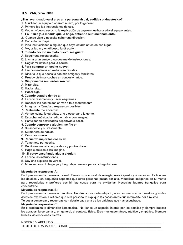 Descubre tu Estilo de Aprendizaje | PDF | Crecimiento personal y ...