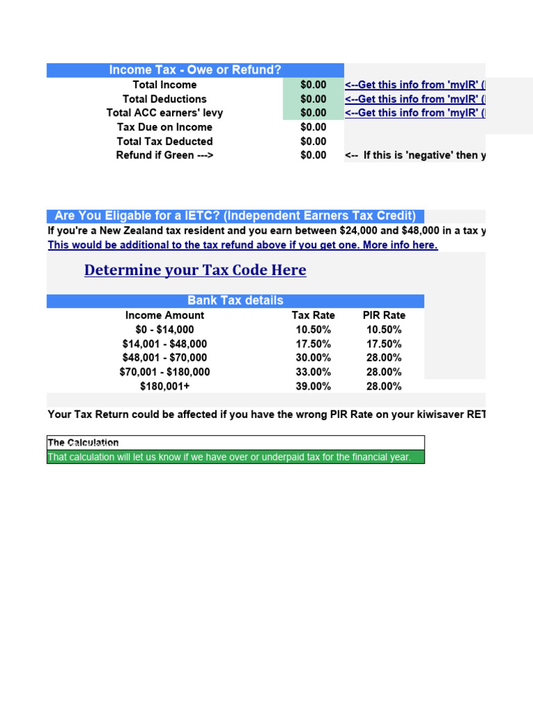 NZ Resident Tax Refund Calculator | PDF | Business