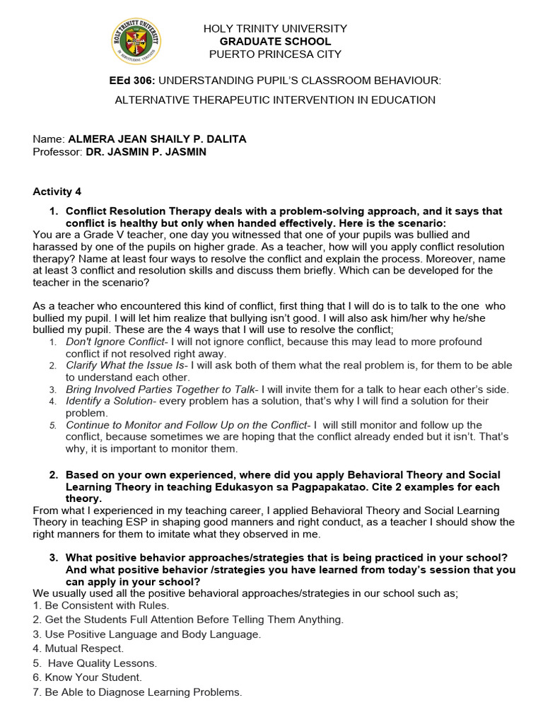 Conflict Resolution in Education | PDF | Learning | Teachers