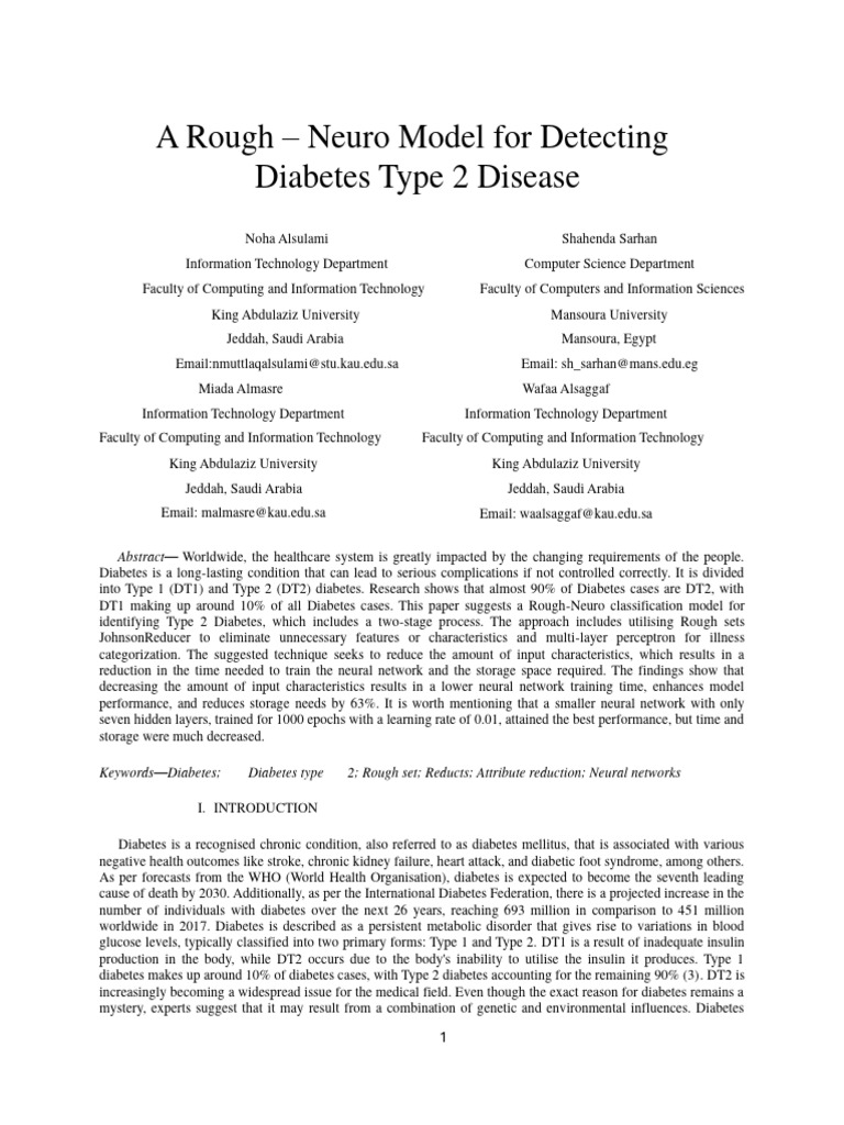 Rough Neuro Model For Detecting Diabetes Type 2 Disease - New | PDF ...