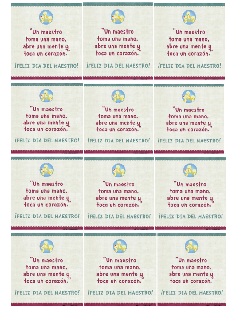 Tarjetitas Dia Del Maestro Pdf
