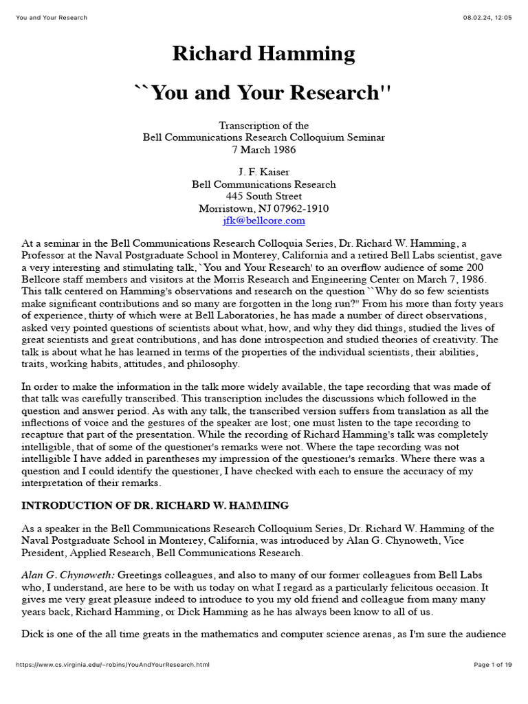 Insights for Aspiring Researchers | PDF | Light | Thought