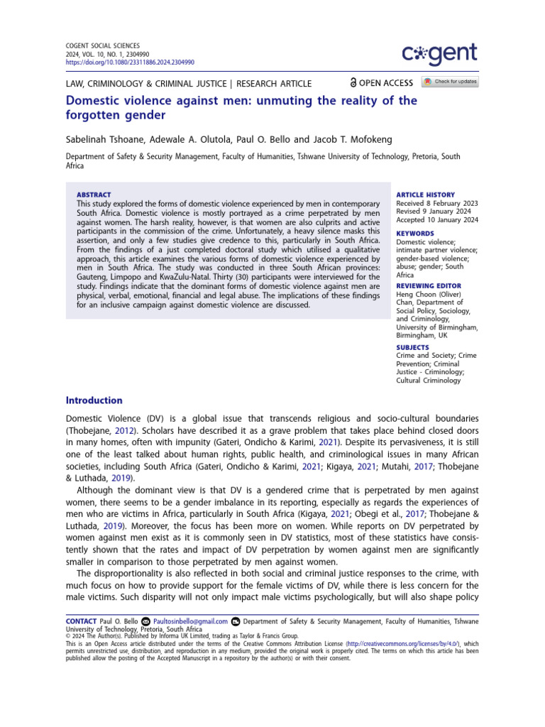 Domestic Violence Against Men Unmuting The Reality | PDF | Domestic ...