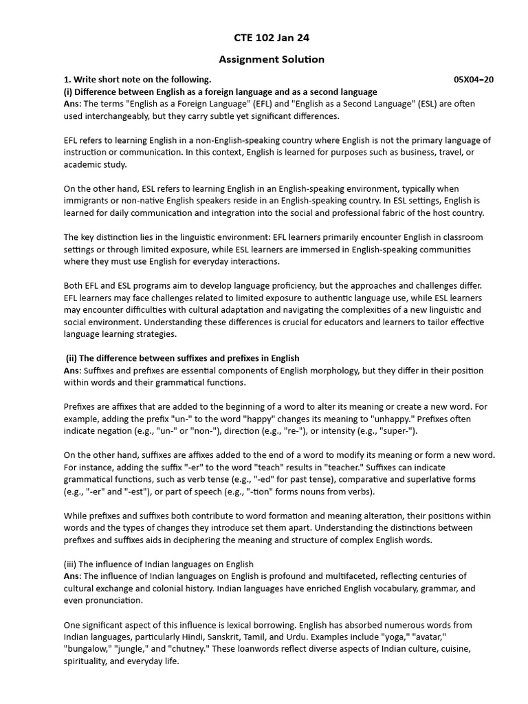 Solved CTE 102 | PDF | Speed Reading | English As A Second Or Foreign Language