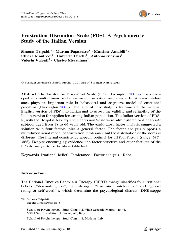 de Scala Frustration - Discomfort - Scale - FDS - A - Psych | PDF ...