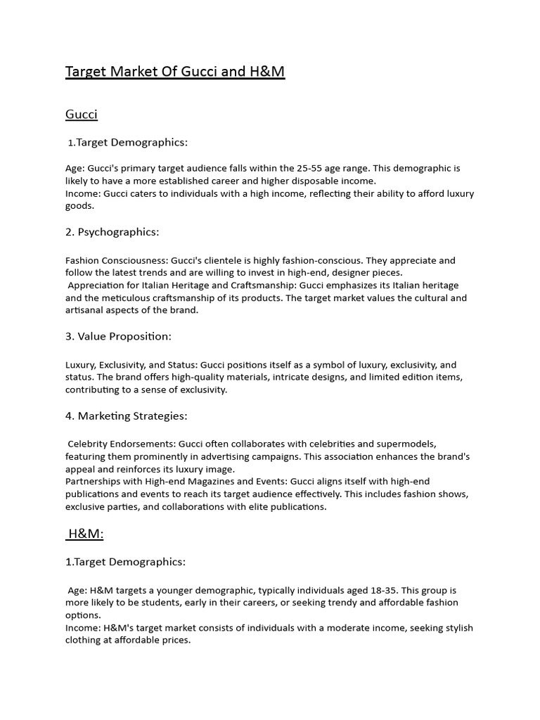 Gucci vs. H&M: Target Markets & Strategies | PDF | Luxury Goods | Fashion