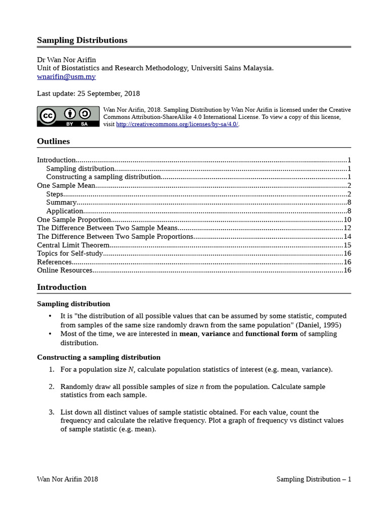 Sampling Distribution | PDF | Standard Deviation | Variance