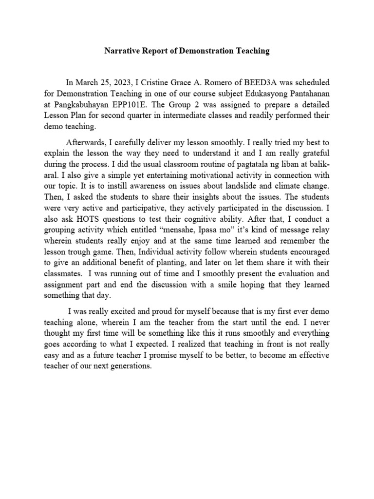 Narrative-Report-of-Demonstration-Teaching | PDF