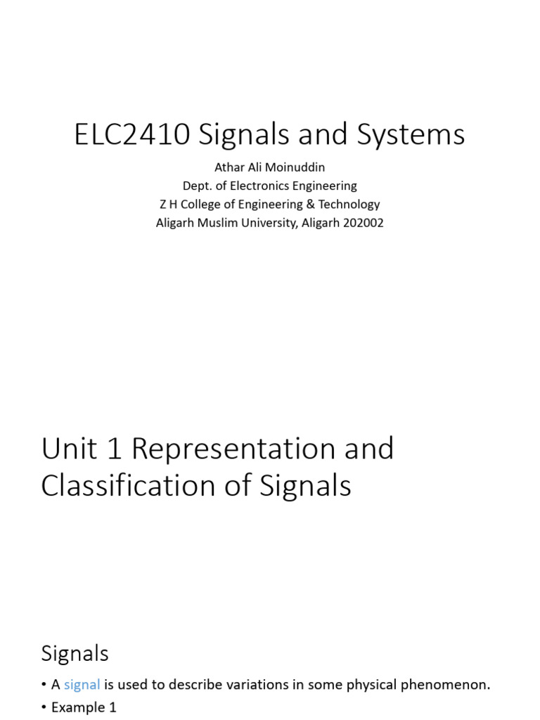 Signals Notes | PDF | Discrete Time And Continuous Time | Electrical ...