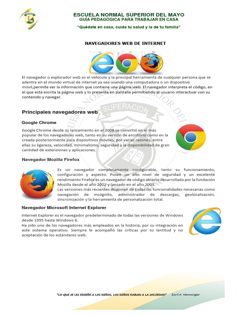 Guía de Navegadores Web para Estudiantes | PDF | explorador de Internet ...
