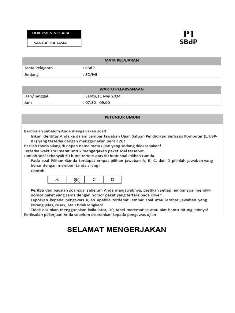 Soal US SD - SBDP | PDF
