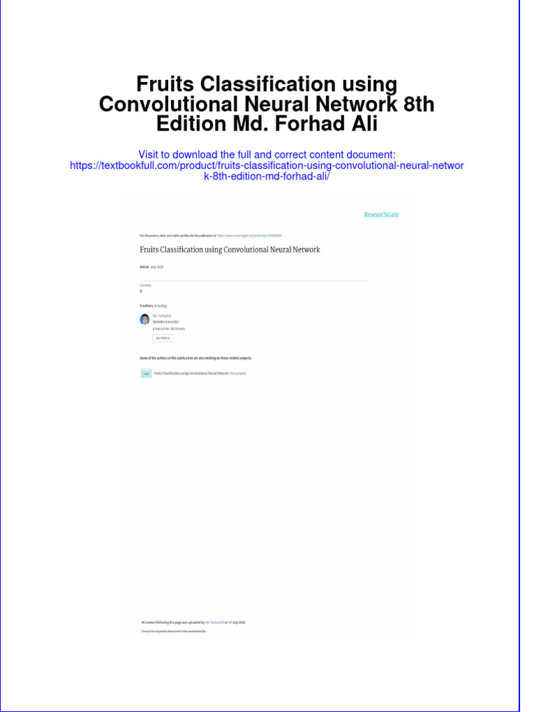 Pdf Fruits Classification Using Convolutional Neural Network 8th