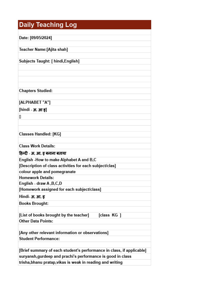 Daily Teaching Log | PDF