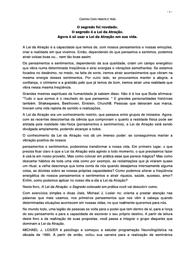 A Lei Da Atração - O Segredo Colocado em Prá1tica | PDF