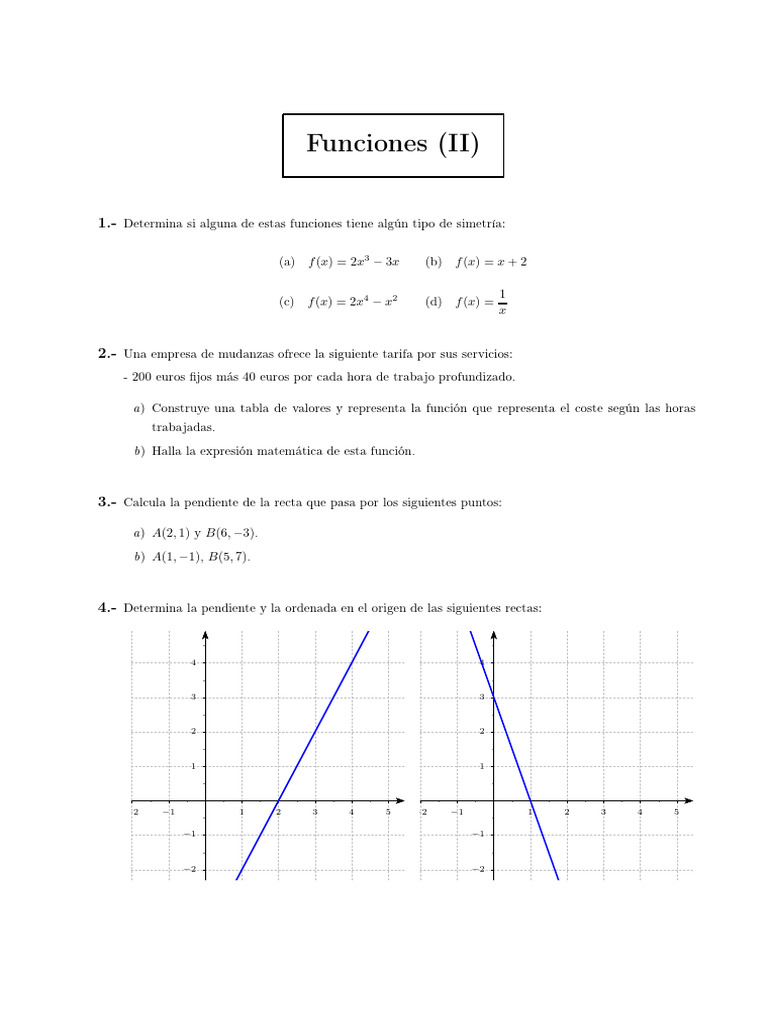 Funciones (II) | PDF | Pendiente | Línea (geometría)