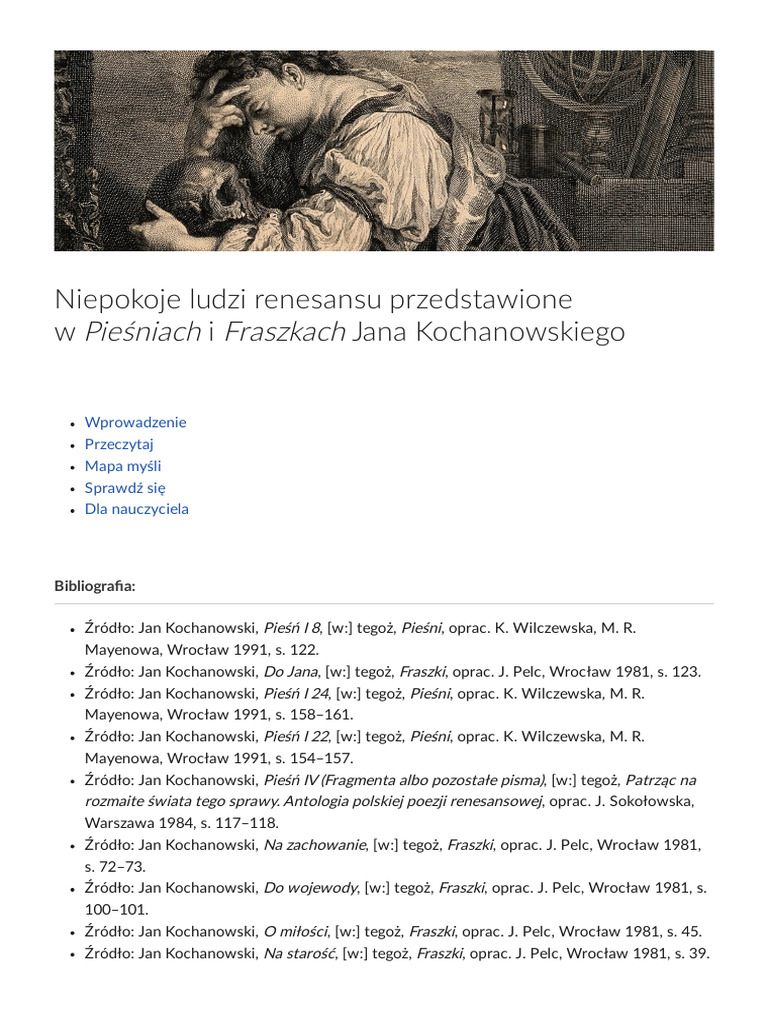 Niepokoje Ludzi Renesansu Przedstawione W Piesniach I Fraszkach Jana Kochan | PDF