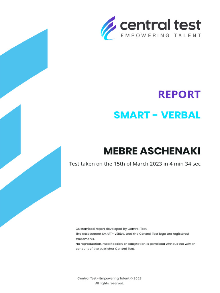 SMART - VERBAL Report of MEBRE ASCHENAKI | PDF | Reason | Analogy