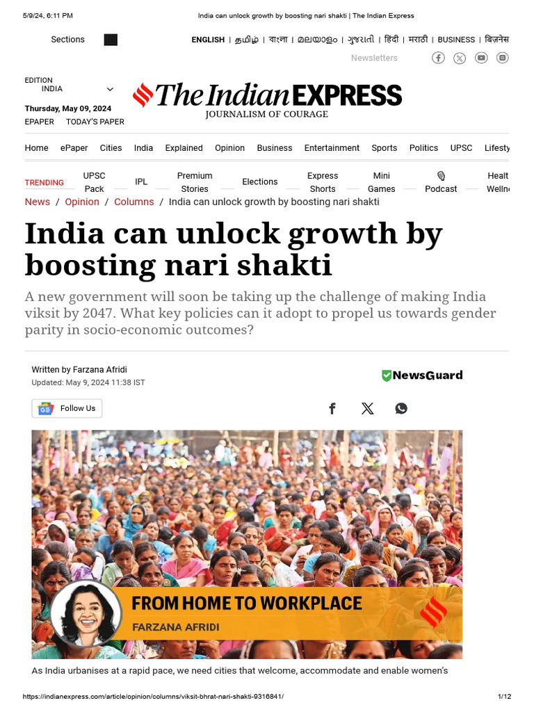 Boosting Nari Shakti for India's Growth | PDF | Workforce | Economies