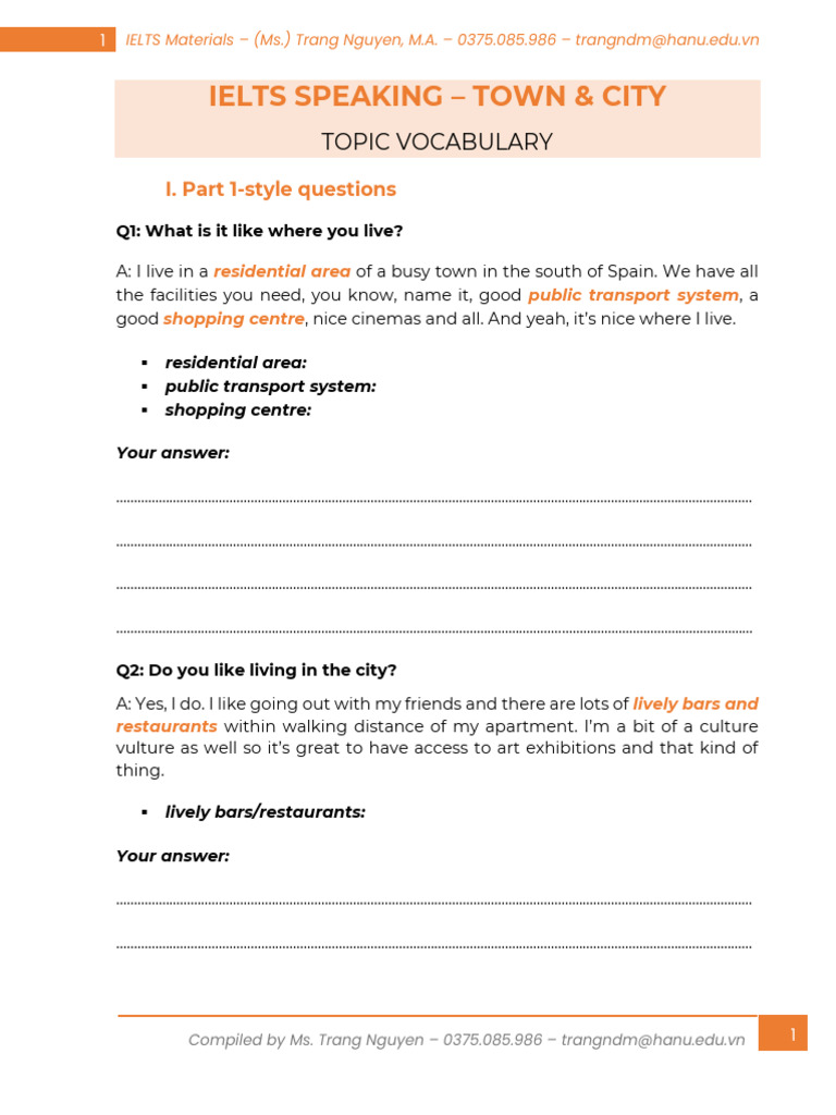 SS2. Spe - Town & City - Topic Vocabulary | PDF