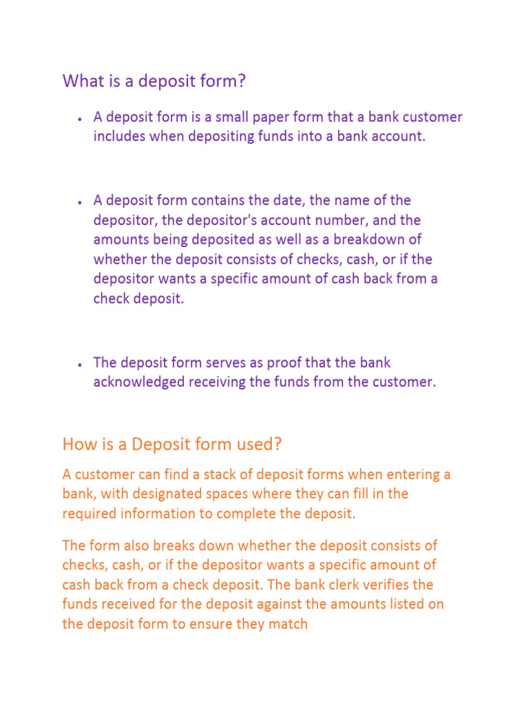 Deposit final | PDF | Cheque | Deposit Account
