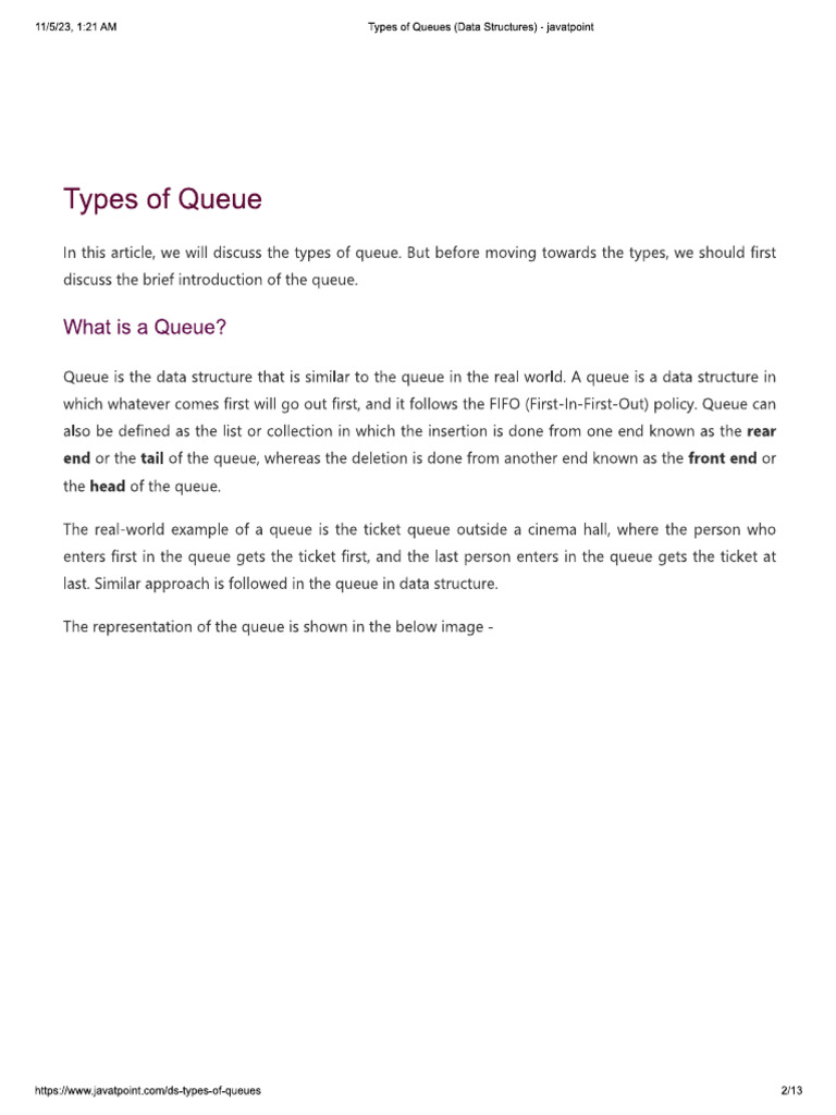 Diff Types of Queue. | PDF
