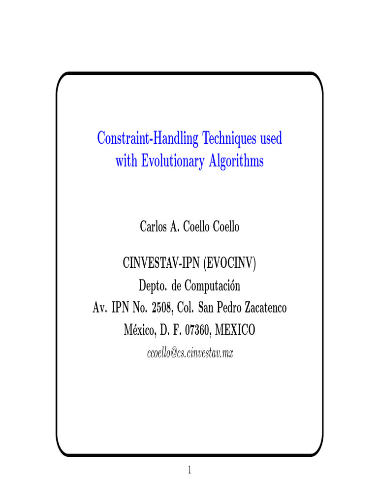 Coello PPT Constraints | PDF | Mathematical Optimization | Systems Analysis
