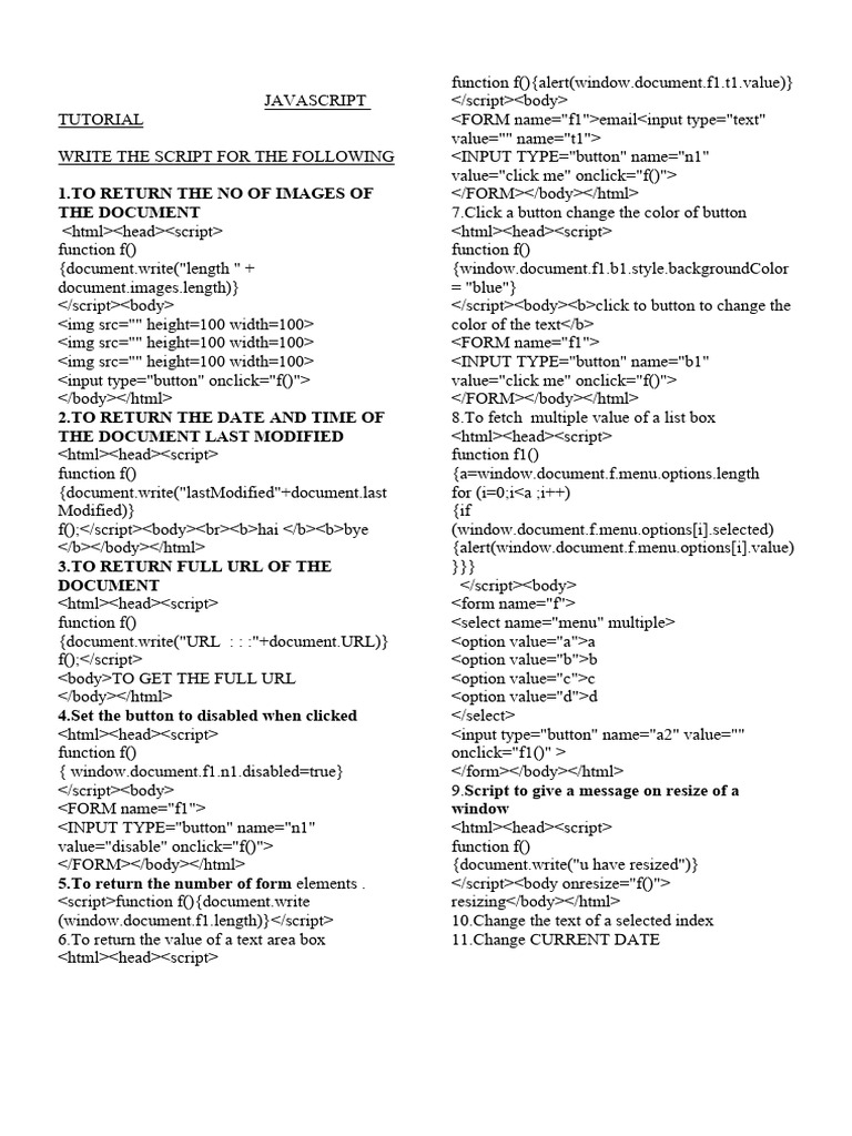 Javascrpits Programs | PDF | Button (Computing) | Software