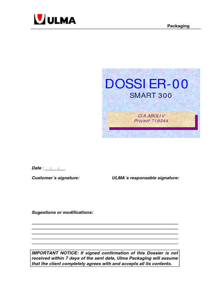 Ulma Smart 300 Packaging Dossier | PDF | Electrical Engineering ...