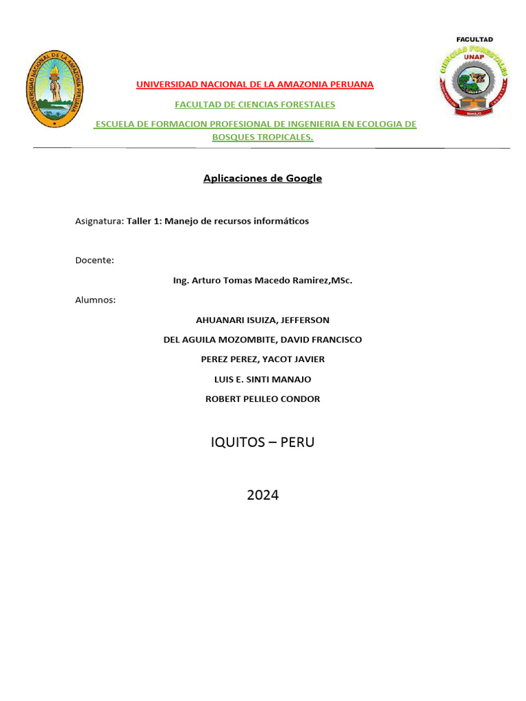 Aplicativos de Google. Taller 1.. - 115311 | PDF | Youtube | Gmail