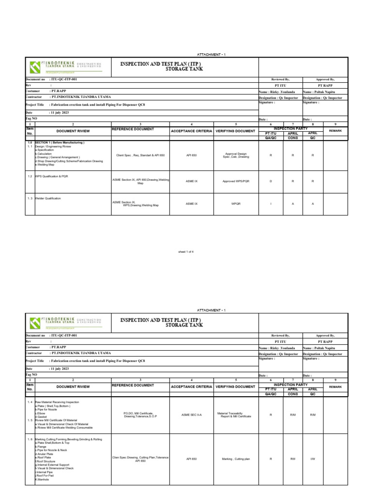 Itp Tank Rapp | PDF | Pipe (Fluid Conveyance) | Mechanical Engineering